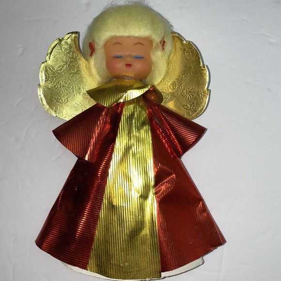 Unbranded | Holiday | Angel Cone Tree Topper Gold Foil Wings Red Yellow ...